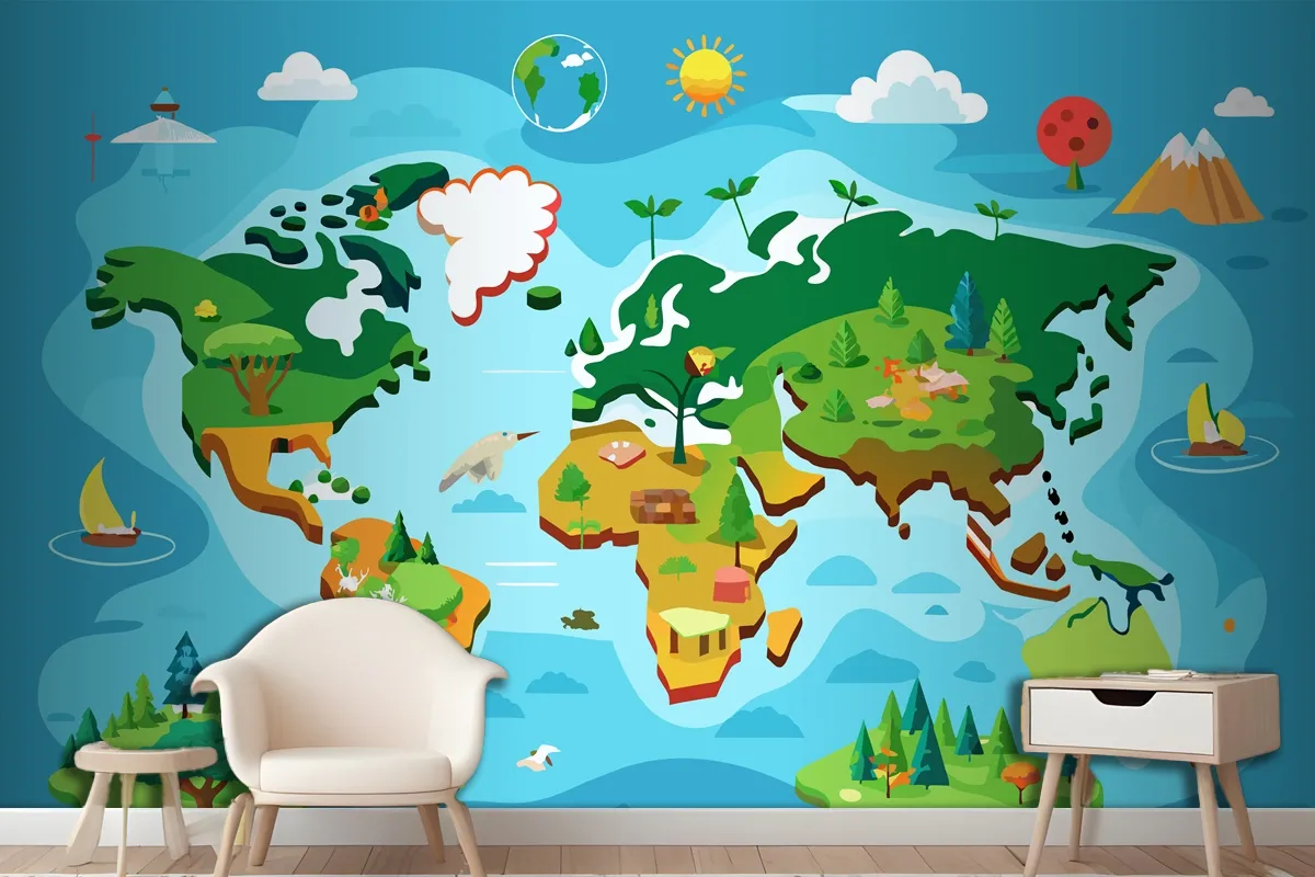 A Map Of The World With Different Types Of Trees Interactive World Map ...