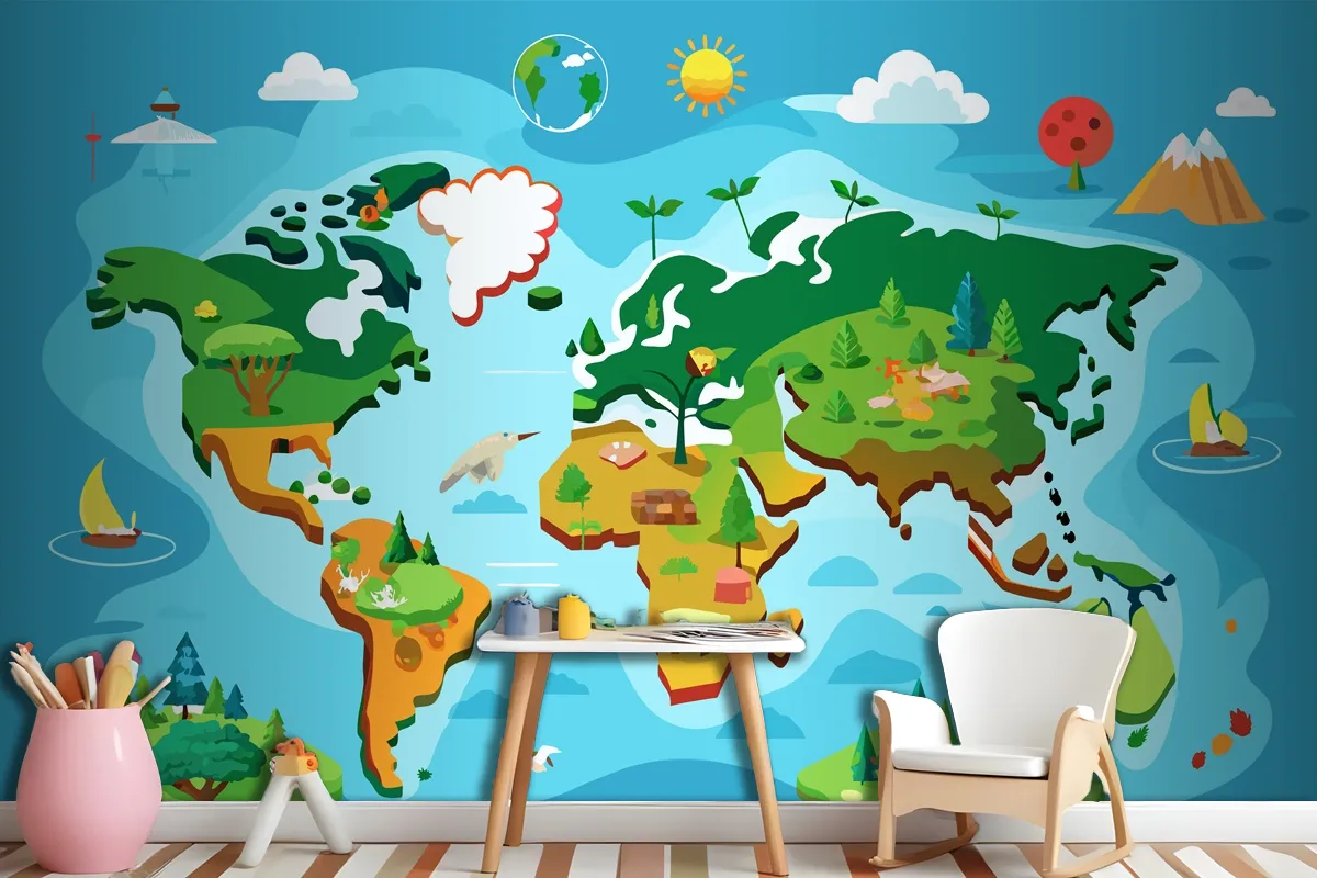 A Map Of The World With Different Types Of Trees Interactive World Map ...