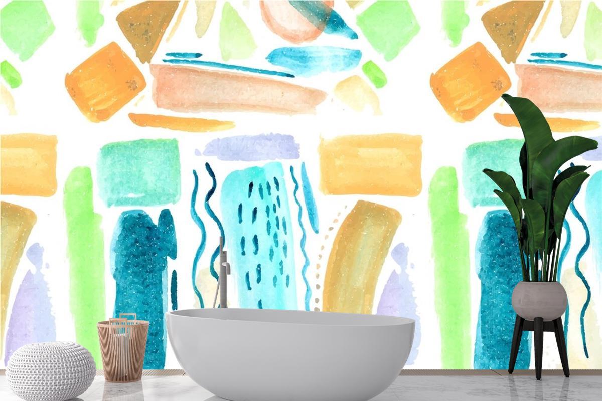 Hand Painted Abstract Painting Pattern Design Wallpaper Mural