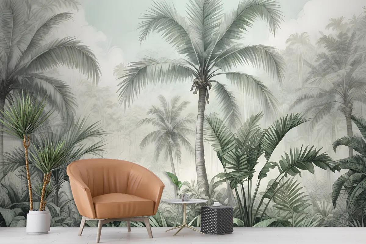 Exotic Palm Tree Landscape Wallpaper Mural